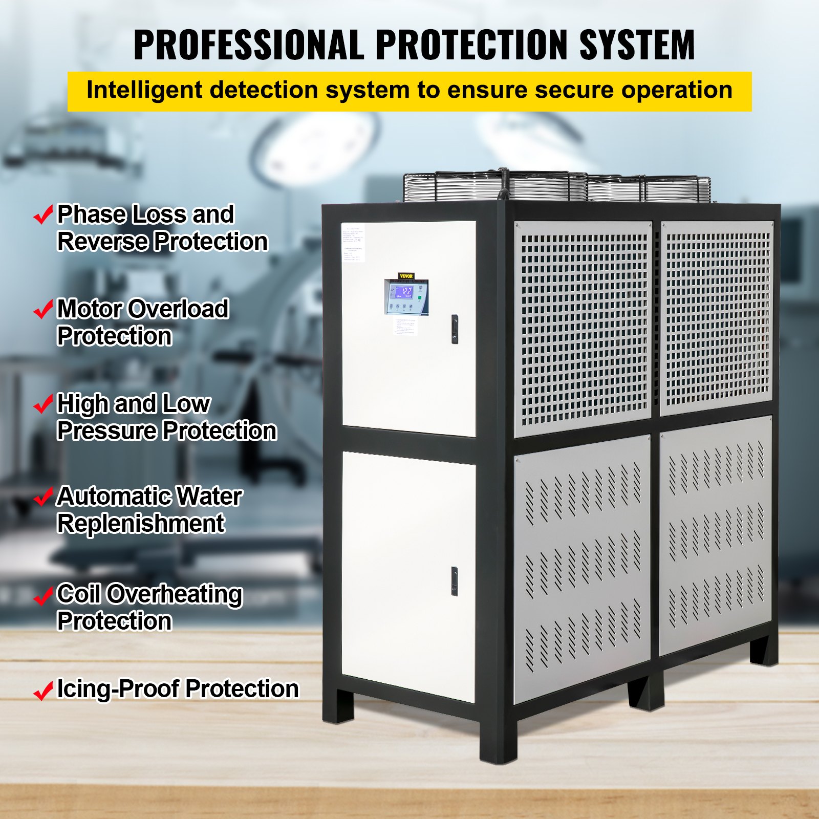 VEVOR Air Cooled Water Chiller Industrial 15Hp 150L Tank for Plastic ...