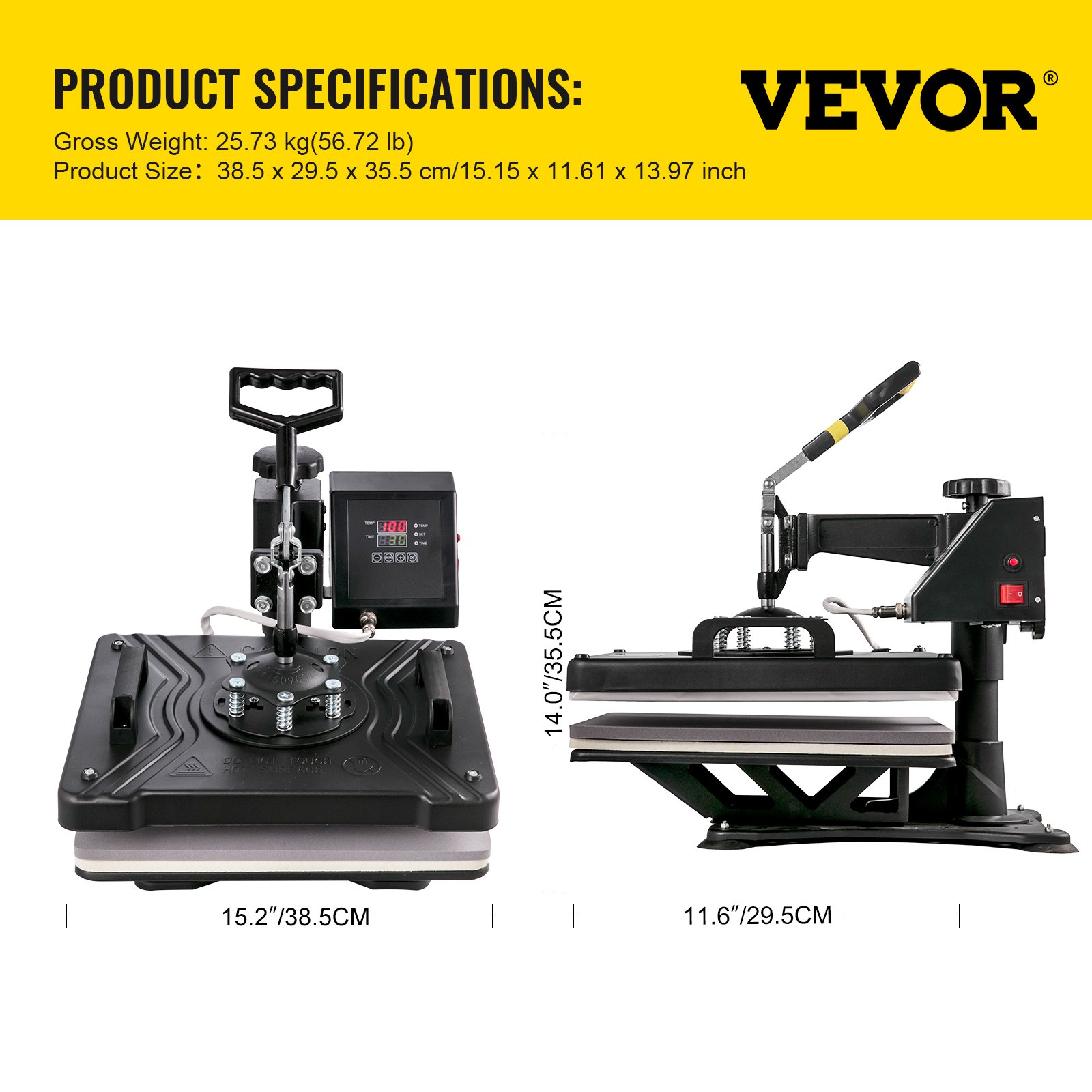 VEVOR VEVOR 1400W Heat Press Machine 8 In 1 Sublimation Steel Frame ...