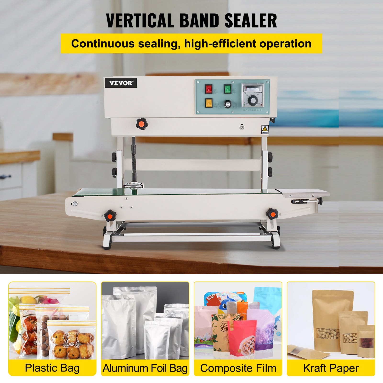VEVOR Continuous Band Sealing Machine Band Sealer Machine Vertical ...