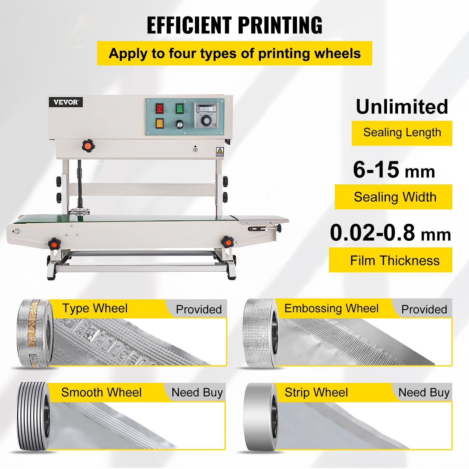 VEVOR Continuous Band Sealing Machine Band Sealer Machine Vertical ...