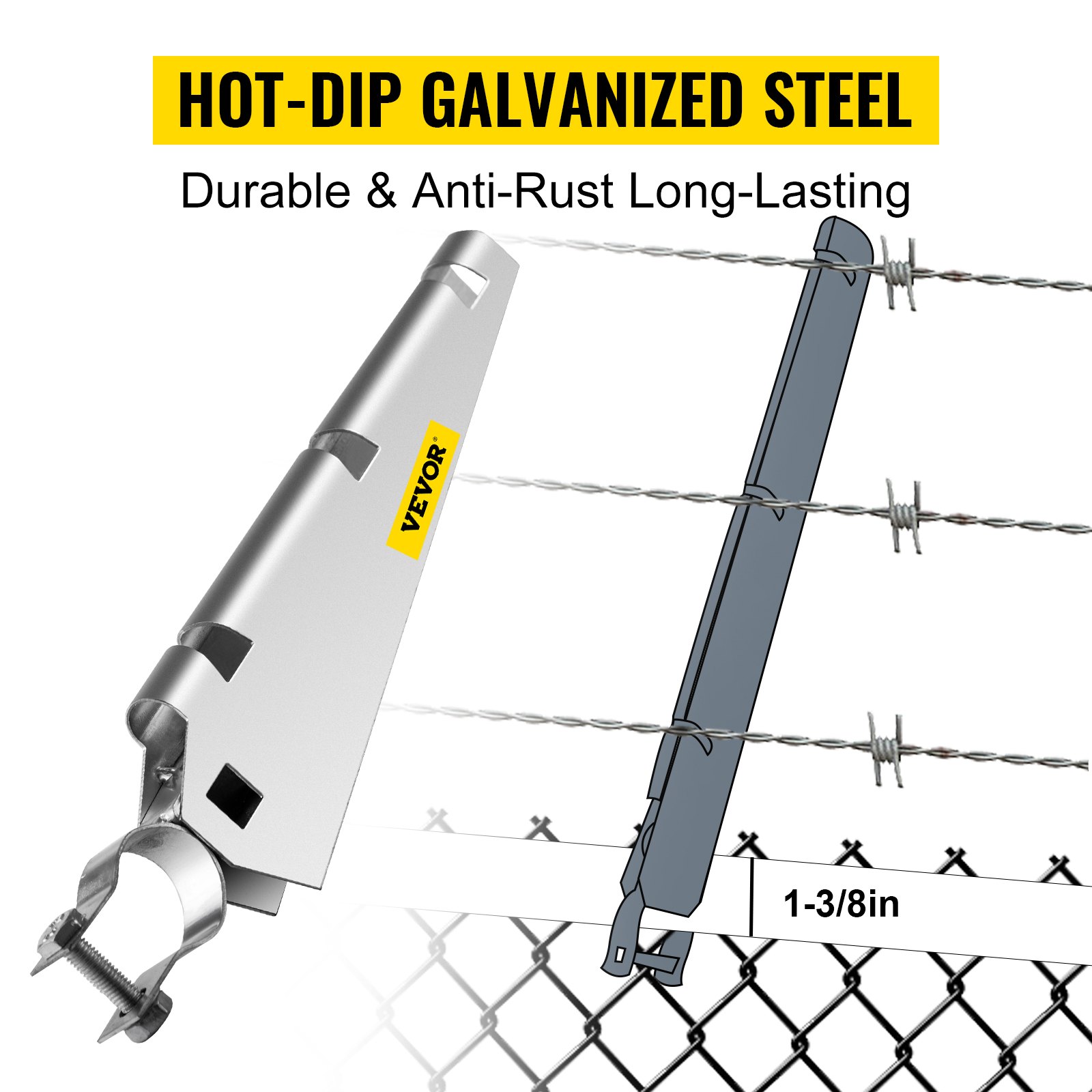 VEVOR Barbed Wire Arm Set of 10 Extend Arm Barbed Wire for 1-3/8" Top ...