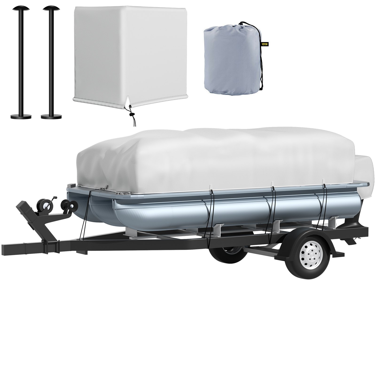 VEVOR Pontoon Boat Cover, Fit for 21'-24' Boat, Heavy Duty 600D Marine ...