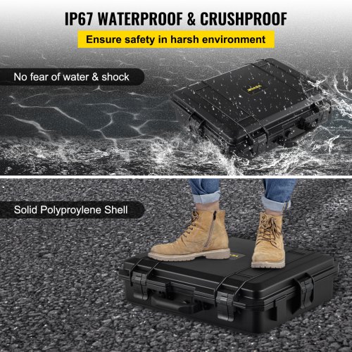 VEVOR Waterproof Hard Case, 20 x 16 x 5 Inches, with Customizable Foam ...