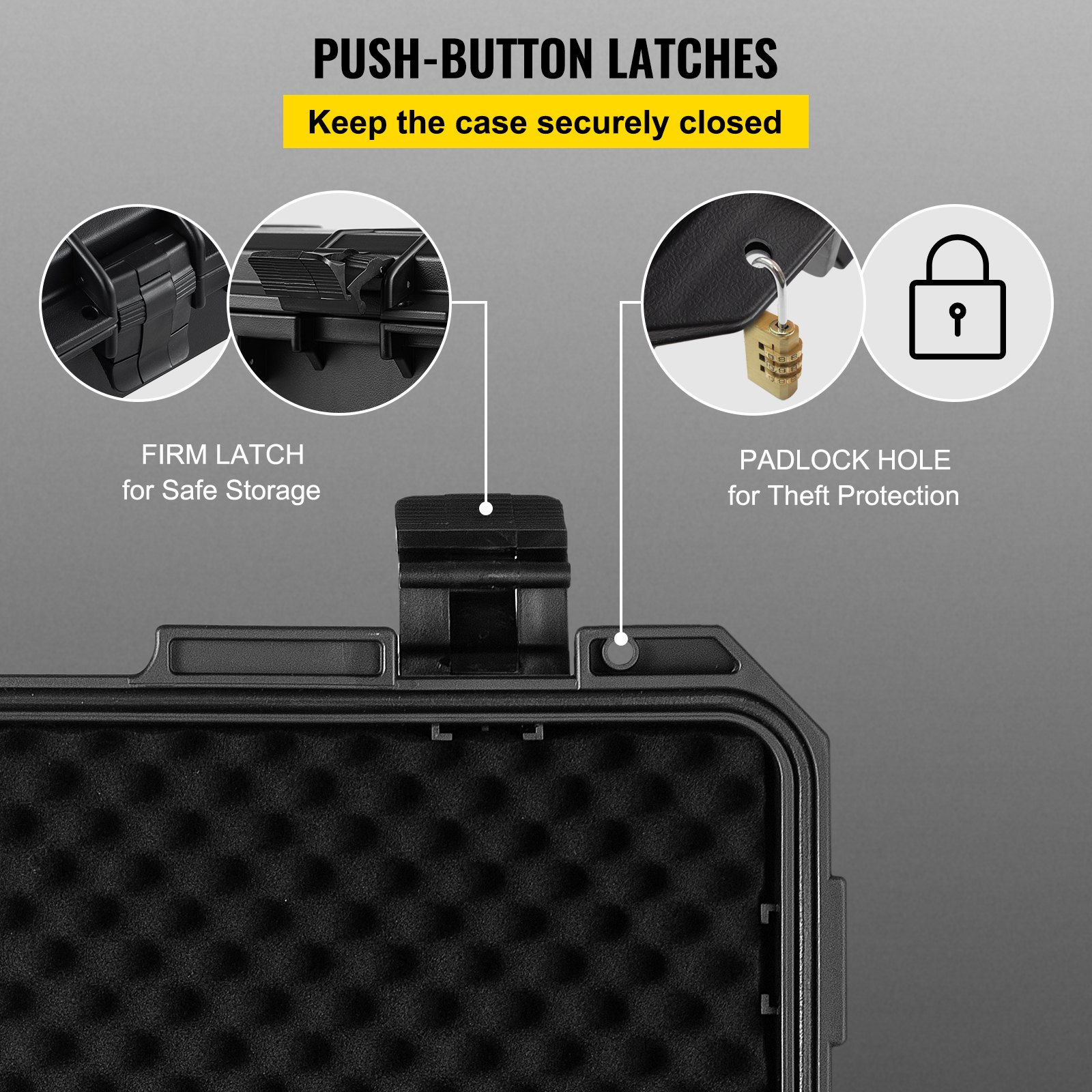 VEVOR IP67 Waterproof Hard Case 15"-17" Hard Carrying Case Customizable Foam | VEVOR US