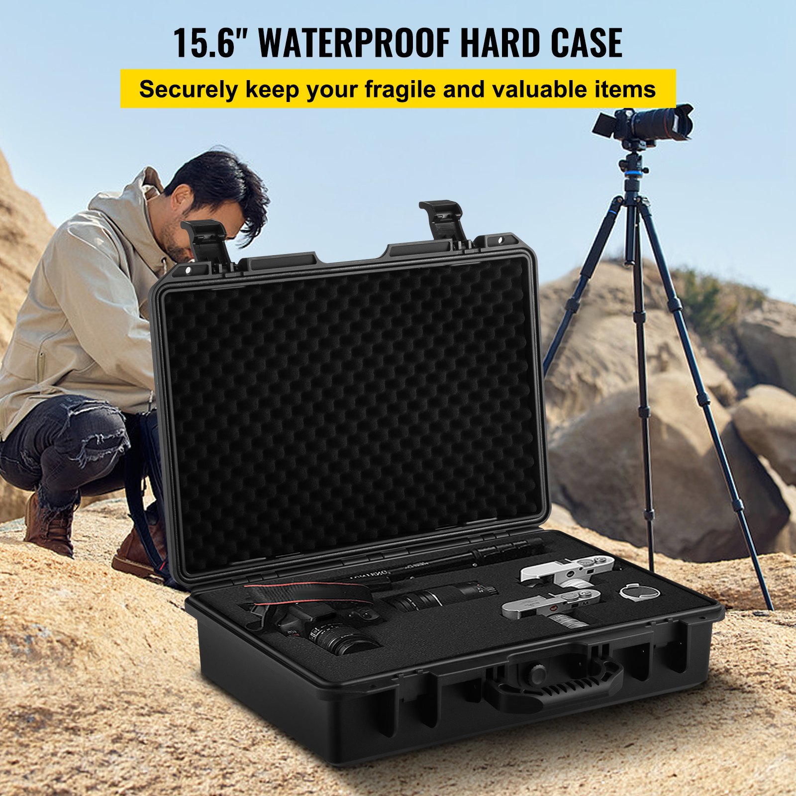 VEVOR Waterproof Hard Case, 19 x 14 x 5 Inches, with Customizable Foam ...