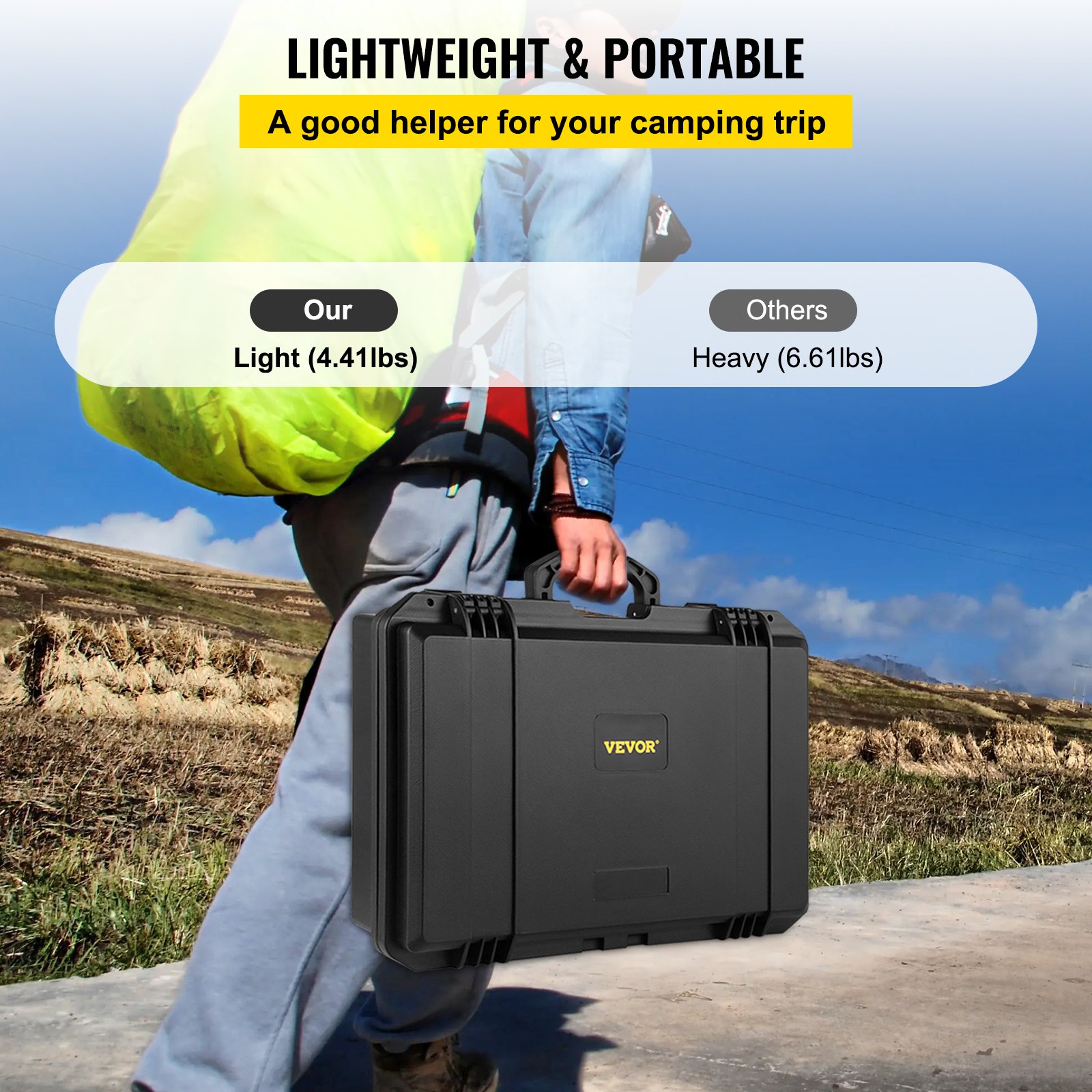 VEVOR Waterproof Hard Case, 19 x 14 x 5 Inches, with Customizable Foam ...