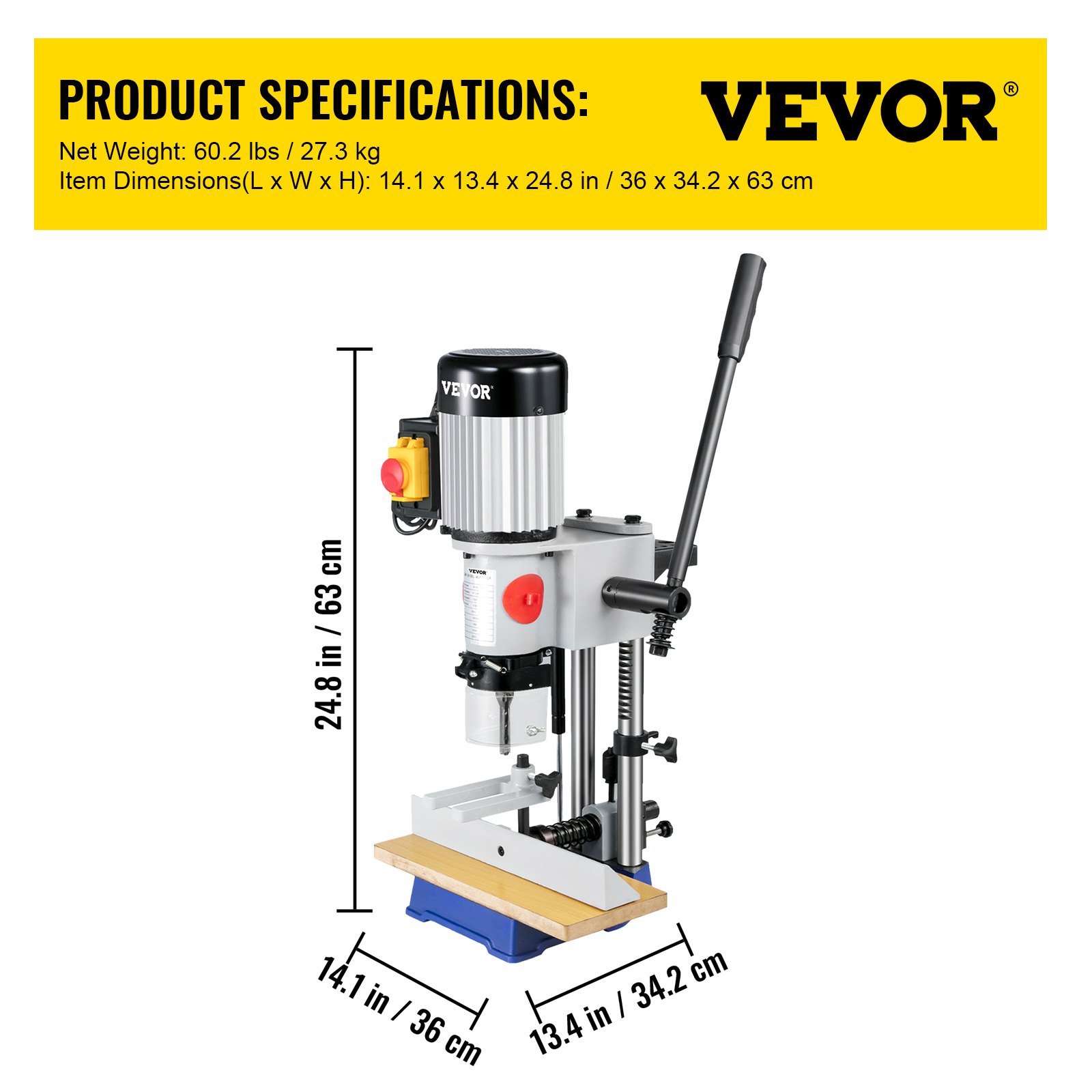 VEVOR Woodworking Mortise Machine, 3/4 HP 3400RPM Powermatic Mortiser ...