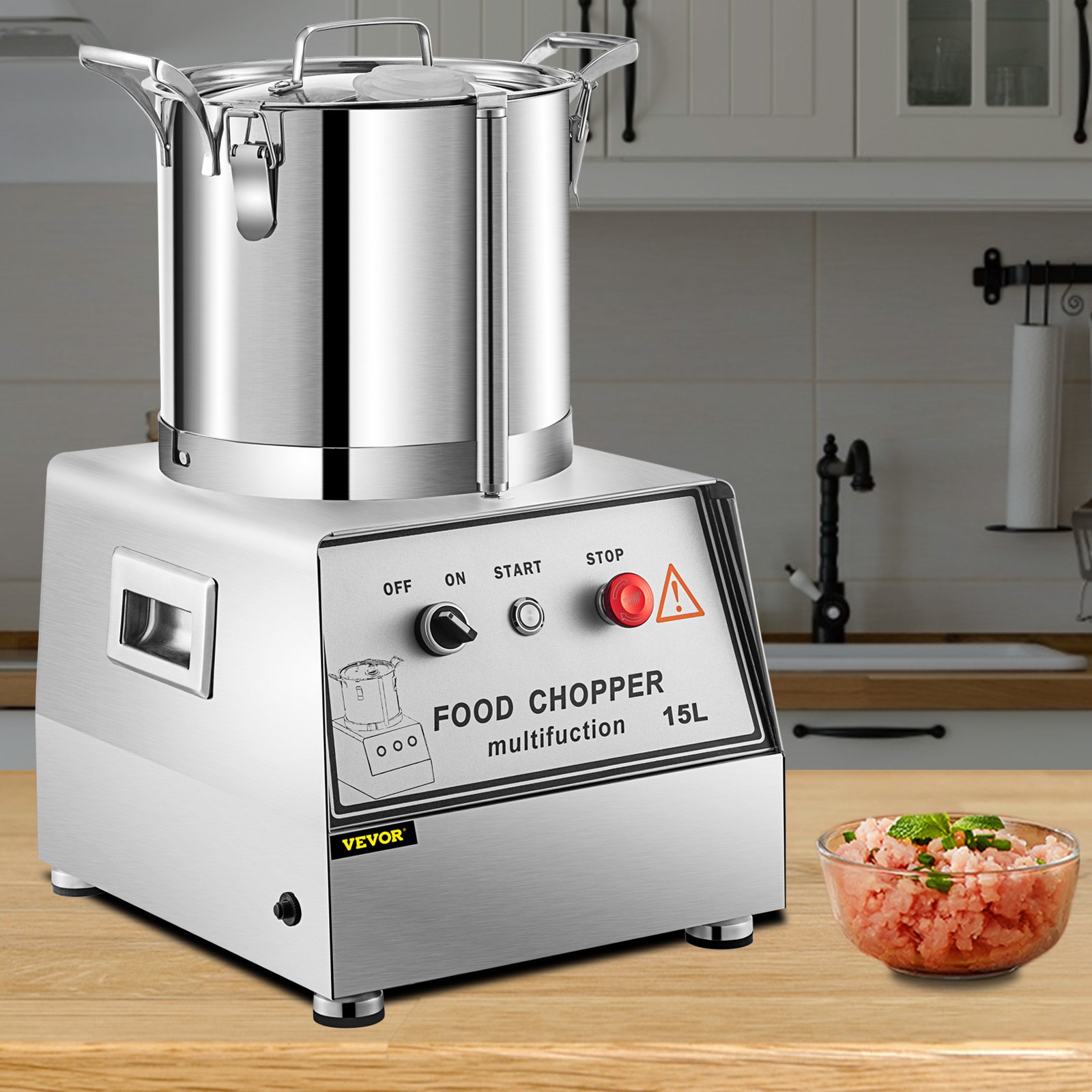 VEVOR 110V Commercial Food Processor 15L Stainless Steel Grain Grinder ...