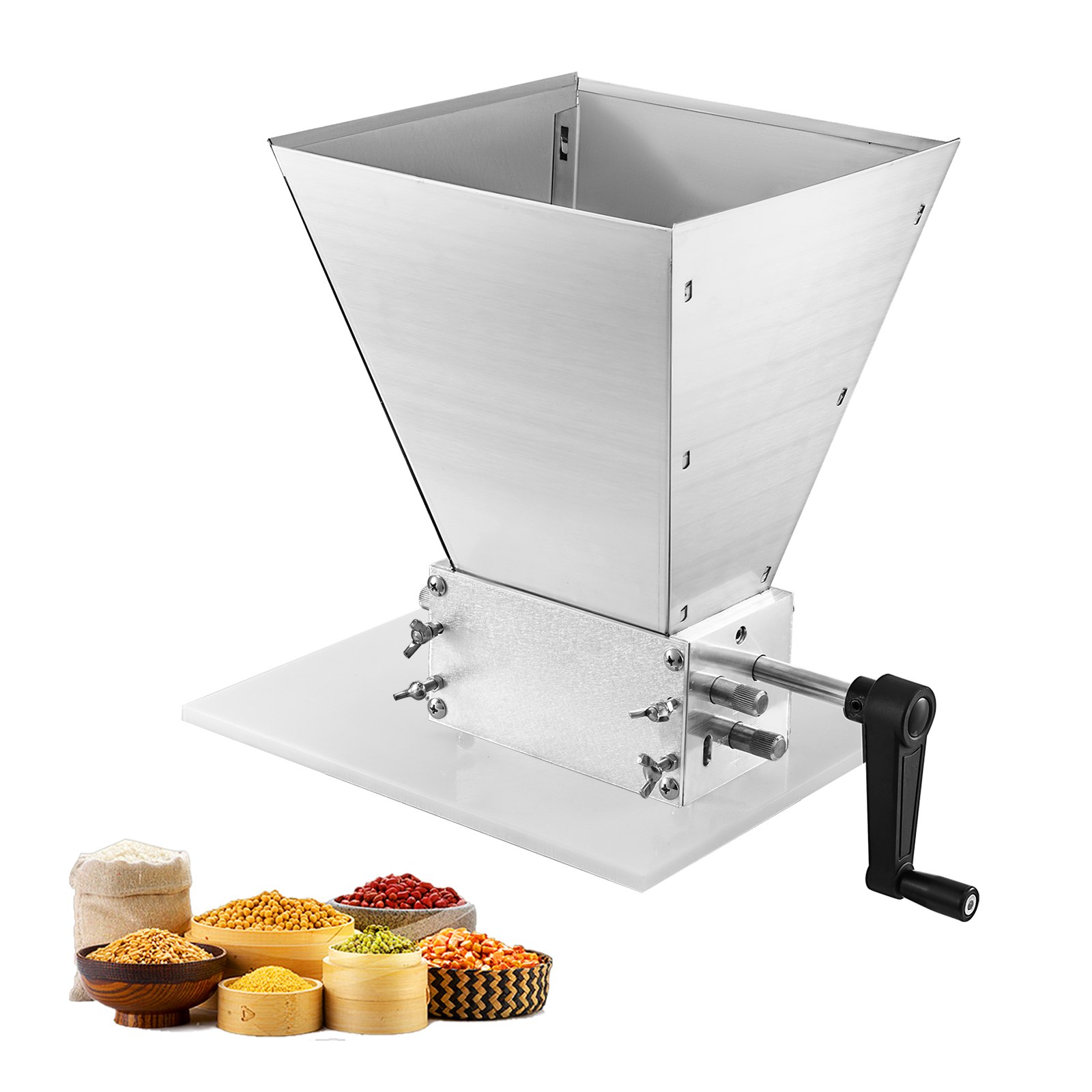 VEVOR VEVOR 0.64~2.5mm Malt Crusher Stainless Steel 3 Roller Malt Mill ...