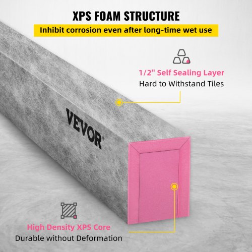 VEVOR Shower Curb, 60'' x 4'' x 6'', Cuttable Waterproof XPS Foam Curb ...