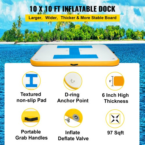 Inflatable Dock Platform Inflatable Floating Dock 10x10ft with Electric ...