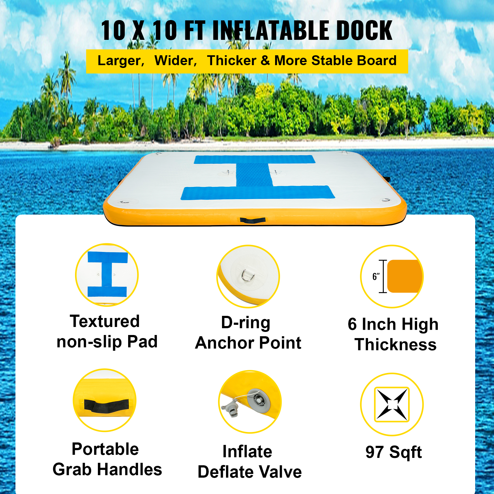 Inflatable Dock Platform Inflatable Floating Dock 10x10ft with Electric ...