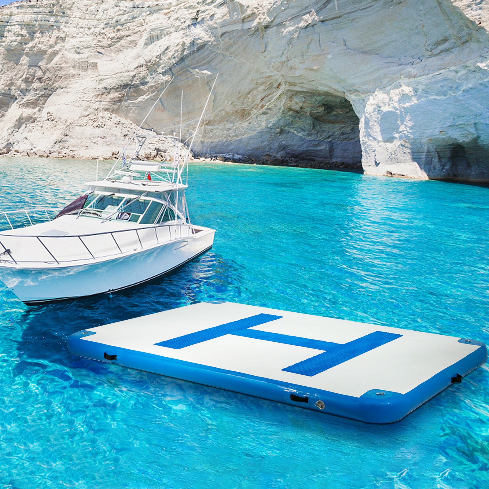 Inflatable Dock Platform Inflatable Floating Dock 10x6.5 ft w/ Electric ...