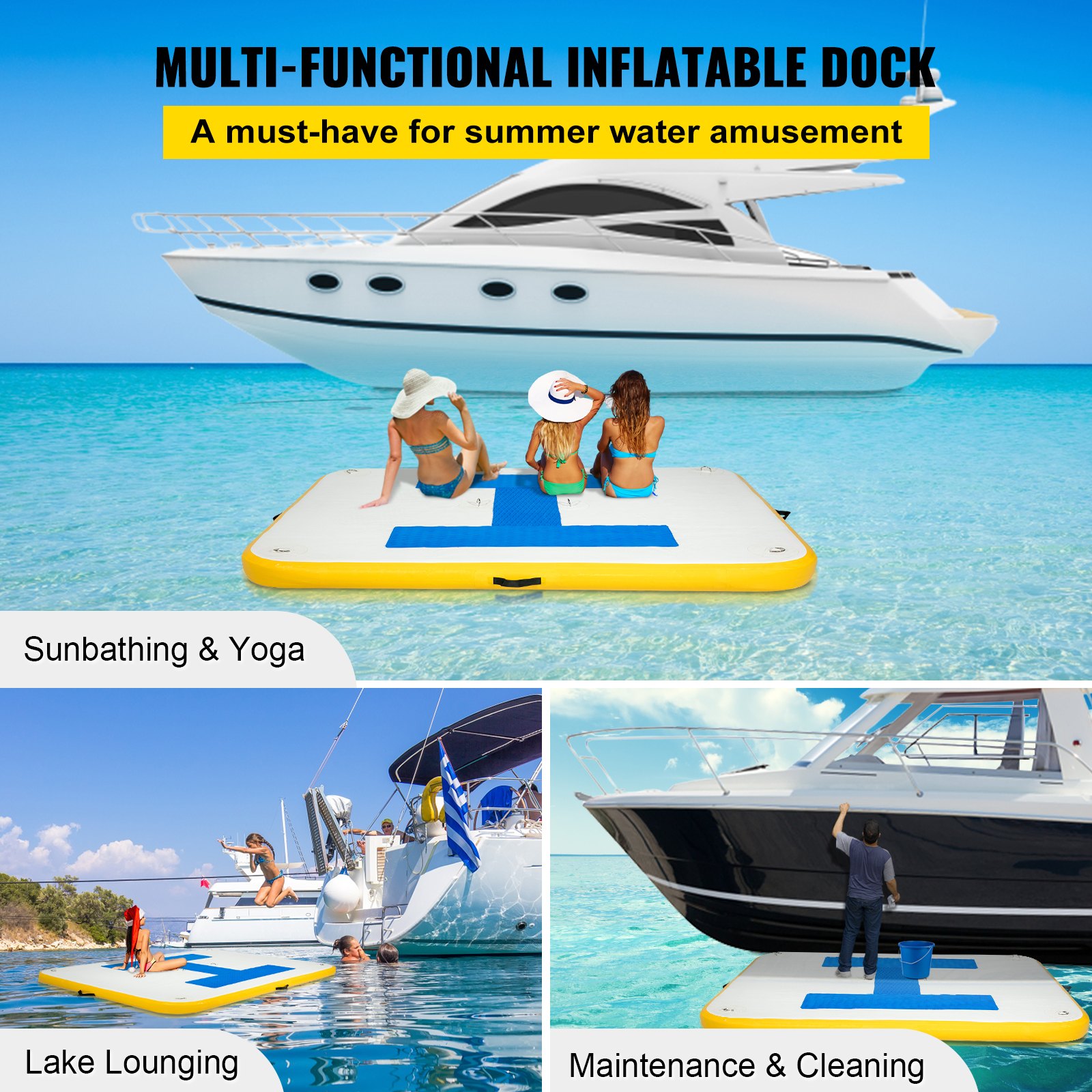 Inflatable Dock Platform, Inflatable Floating Dock 6x5 ft with Electric ...