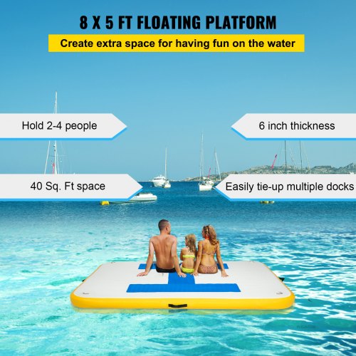 Inflatable Dock Platform, Inflatable Floating Dock 8x5 ft with Electric ...