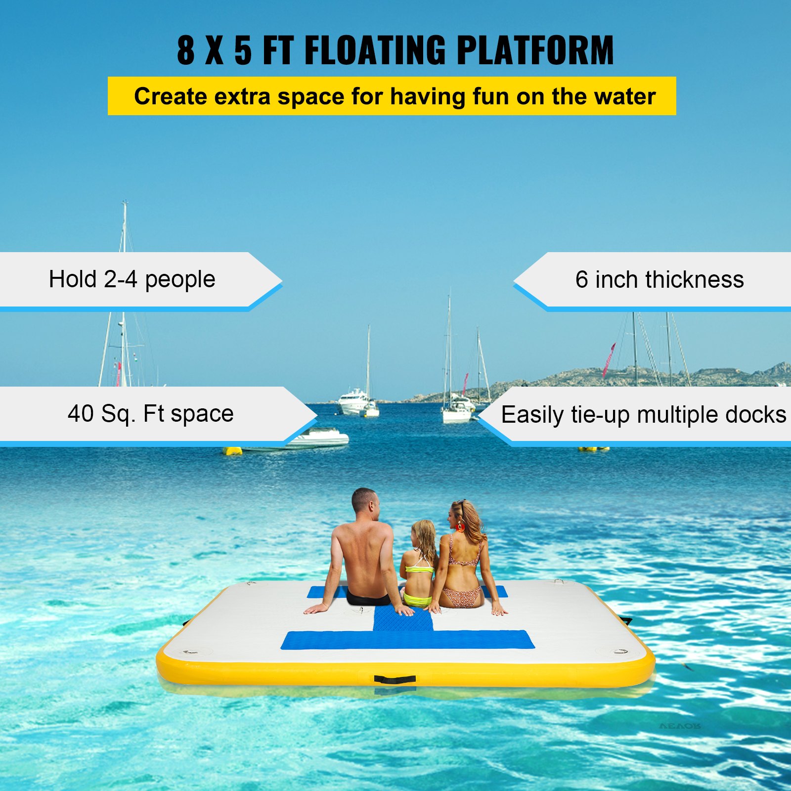 Inflatable Dock Platform, Inflatable Floating Dock 8x5 ft with Electric ...