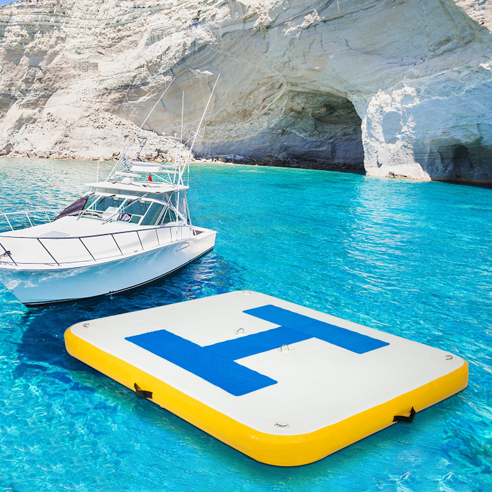 Inflatable Dock Platform, Inflatable Floating Dock 8x5 ft with Electric ...