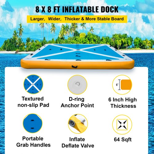Inflatable Dock Platform, Inflatable Floating Dock 8x8 ft with Electric ...