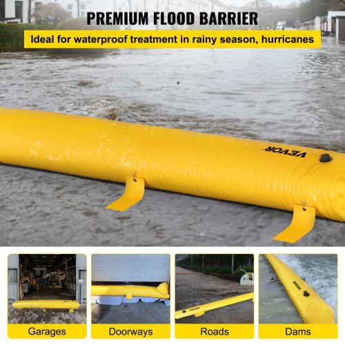 VEVOR Flood Barrier, 24 ft Length x 6 in Height Sandbag Alternative ...