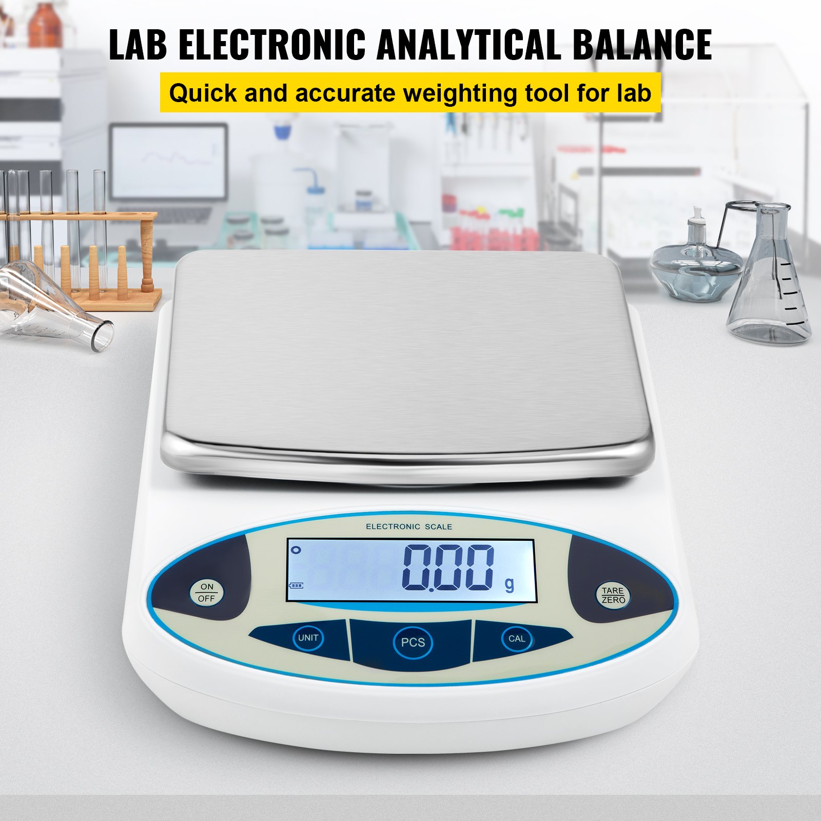 VEVOR Analytical Balance, 5000g x 0.01g Accuracy Lab Scale, High Precision Electronic Analytical ...