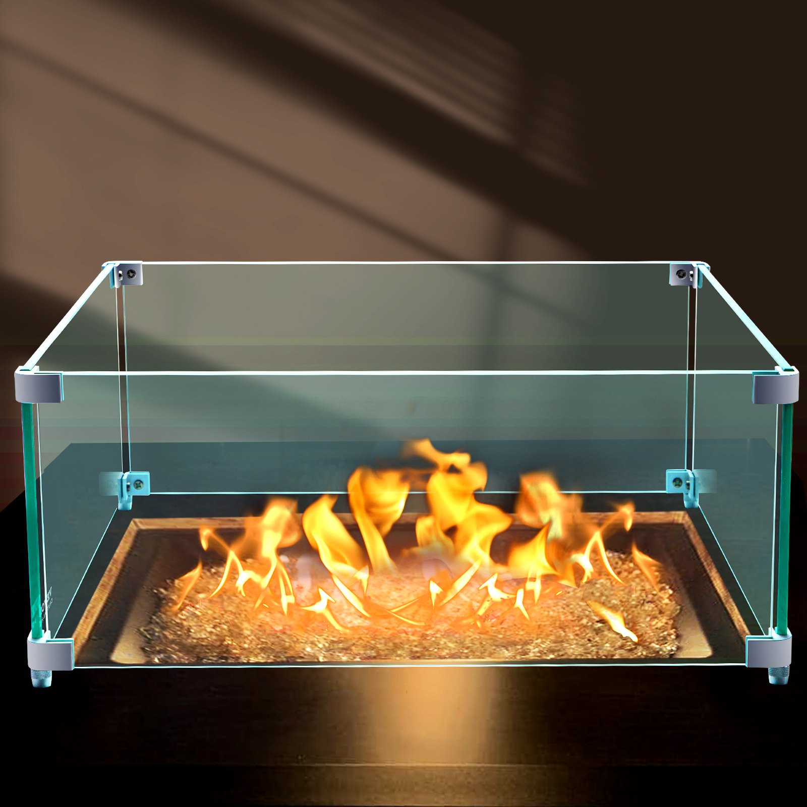VEVOR Fire Pit Wind Guard, 14 x 14 x 6 Inch Glass Wind Guard ...