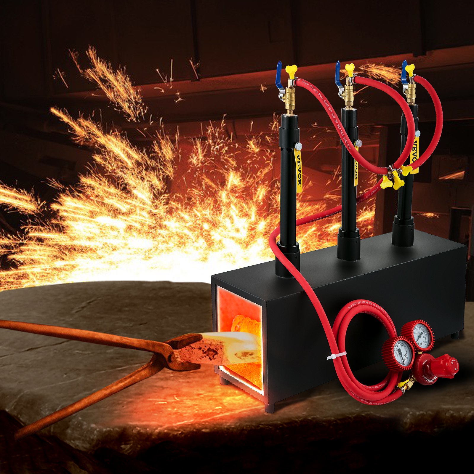 VEVOR Portable Propane Forge Three Burners and Open Structure, Propane ...