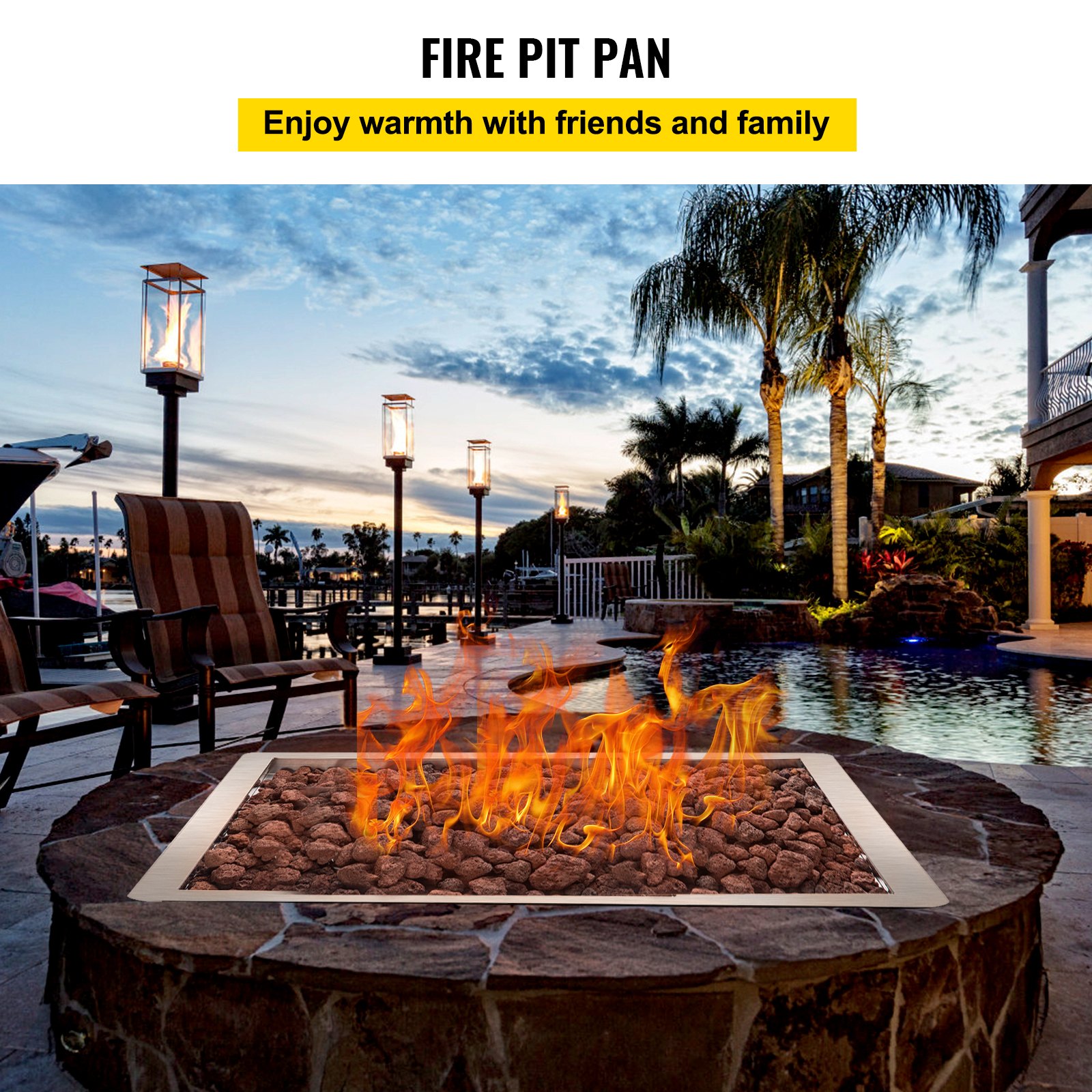 Vevor Drop In Fire Pit Pan Gas Fire Pan 24" X 24" Fire Pit Pan ...