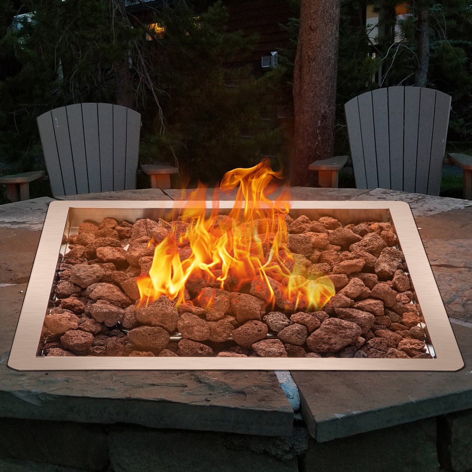VEVOR Drop in Fire Pit Pan, 24" x 24" Square Fire Pit Burner, Stainless ...