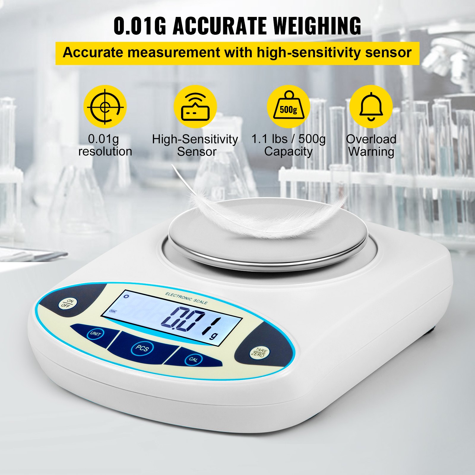 VEVOR Lab Analytical Balance Digital Precision Scale 500gx0.01g High ...