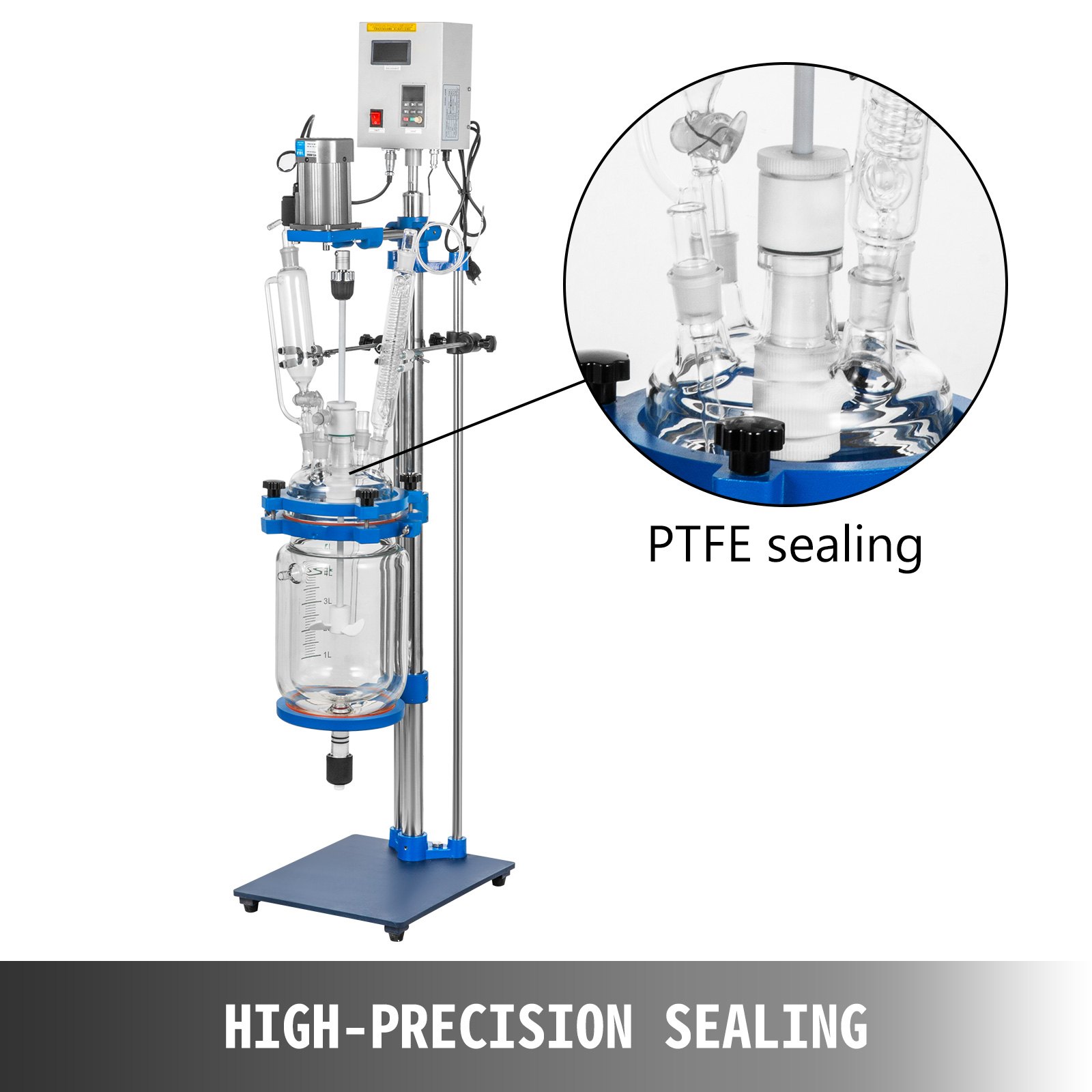 VEVOR Jacketed Reactor 5L Laboratory Glass Reactor, Jacketed Glass ...