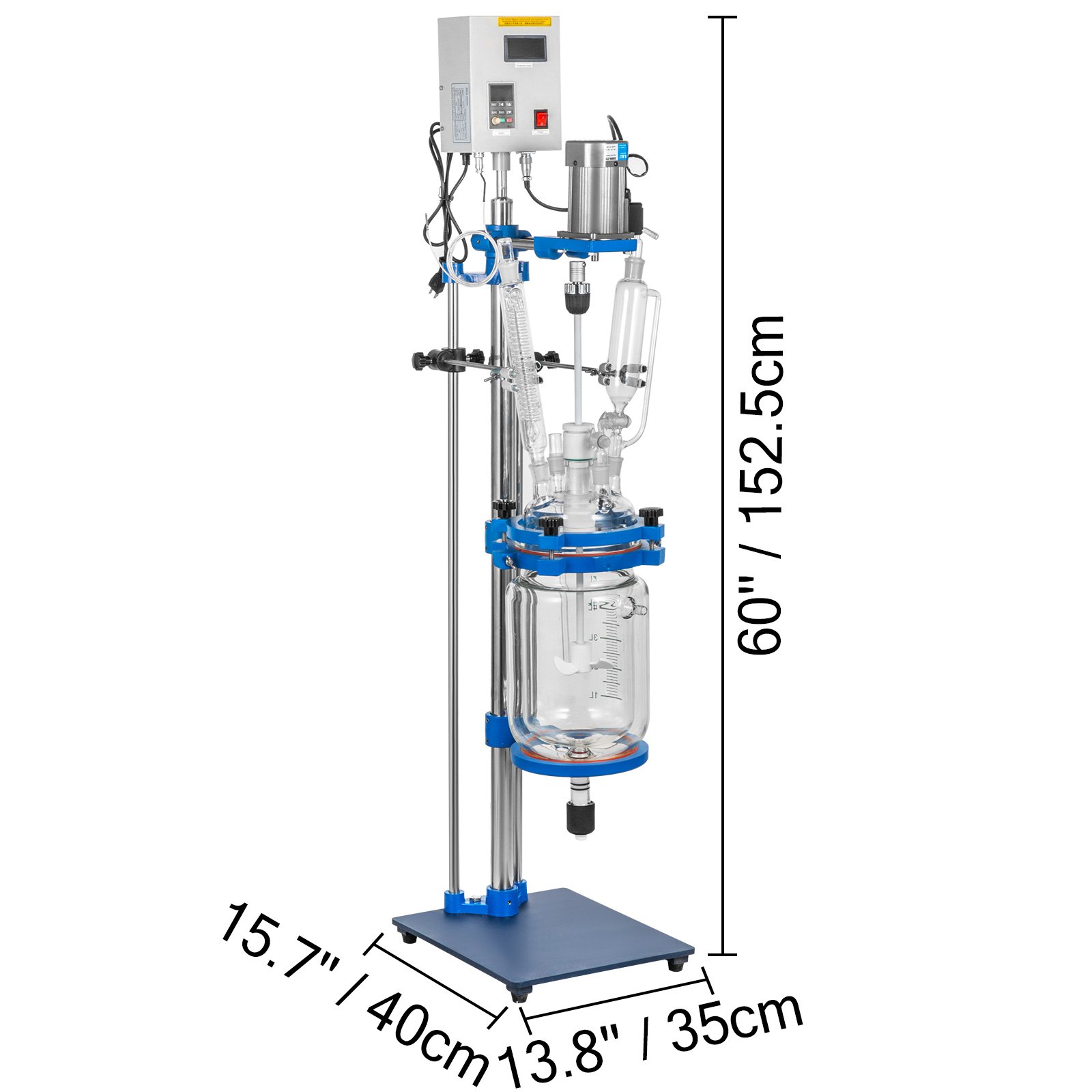VEVOR Jacketed Reactor 5L Laboratory Glass Reactor, Jacketed Glass ...