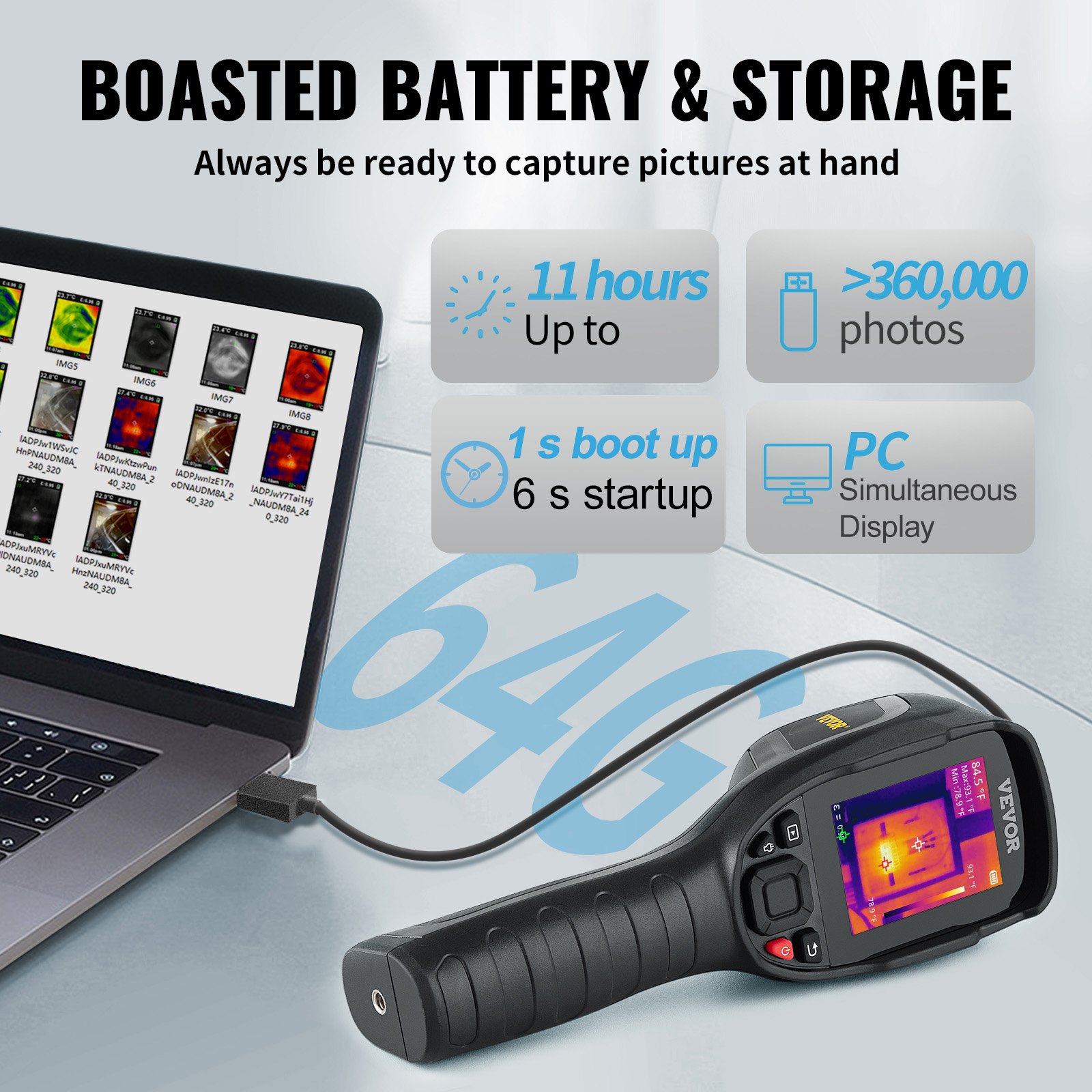 VEVOR Thermal Imaging Camera, 240x180 IR Resolution with 2MP Visual ...