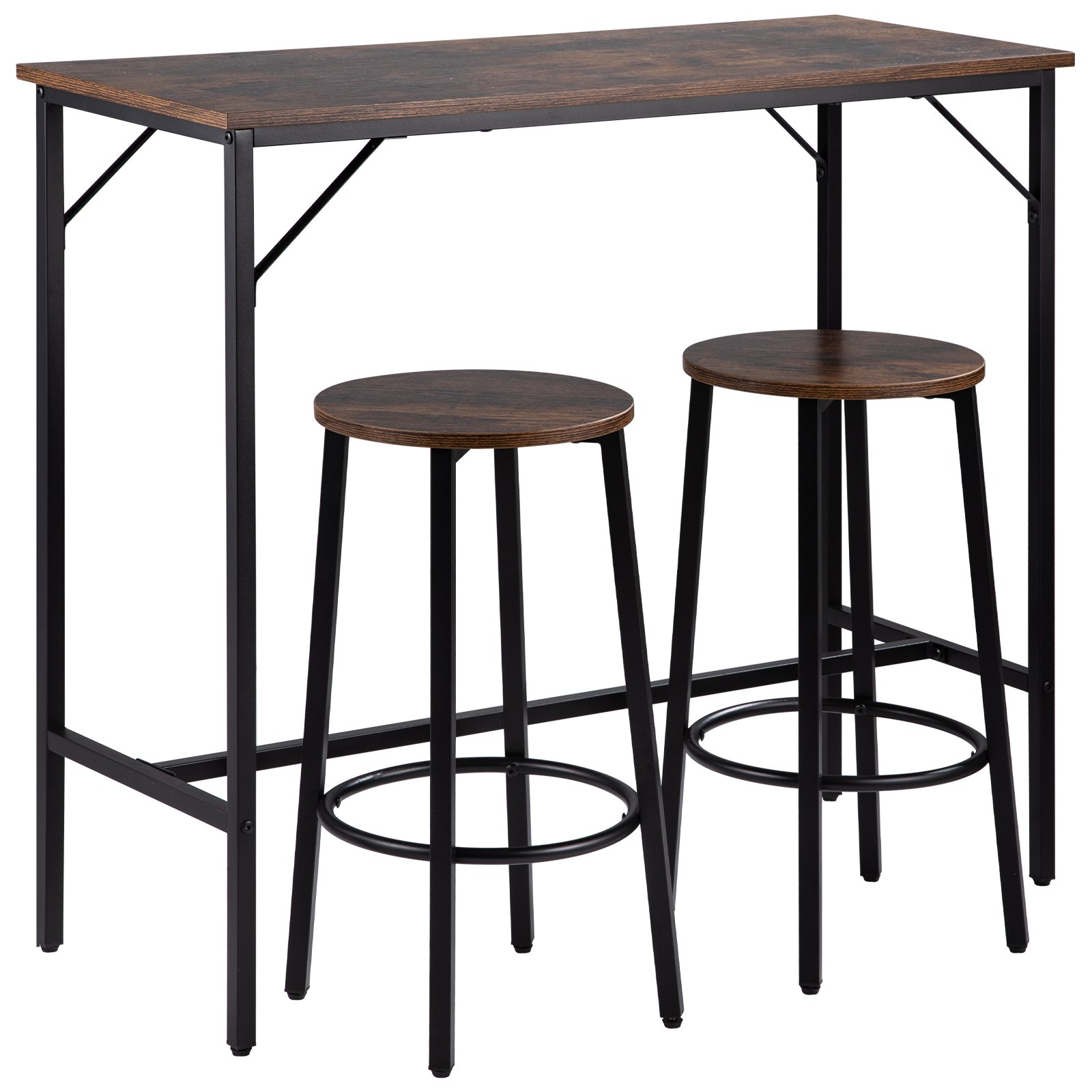 VEVOR Bar Table and Chairs Set 39" Pub Table Set with 2 Bar Stools ...
