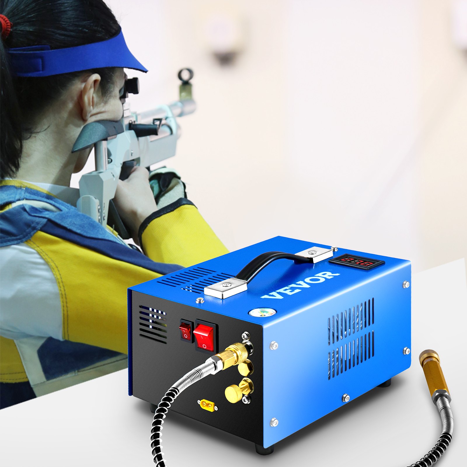 VEVOR PCP Air Compressor, 4500PSI Portable PCP Compressor, 12V DC/110V ...