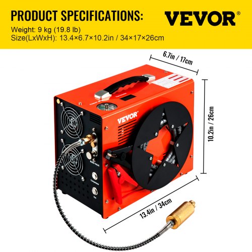 VEVOR PCP Air Compressor, Auto-stop Powered by DC 12V Car or Home AC ...