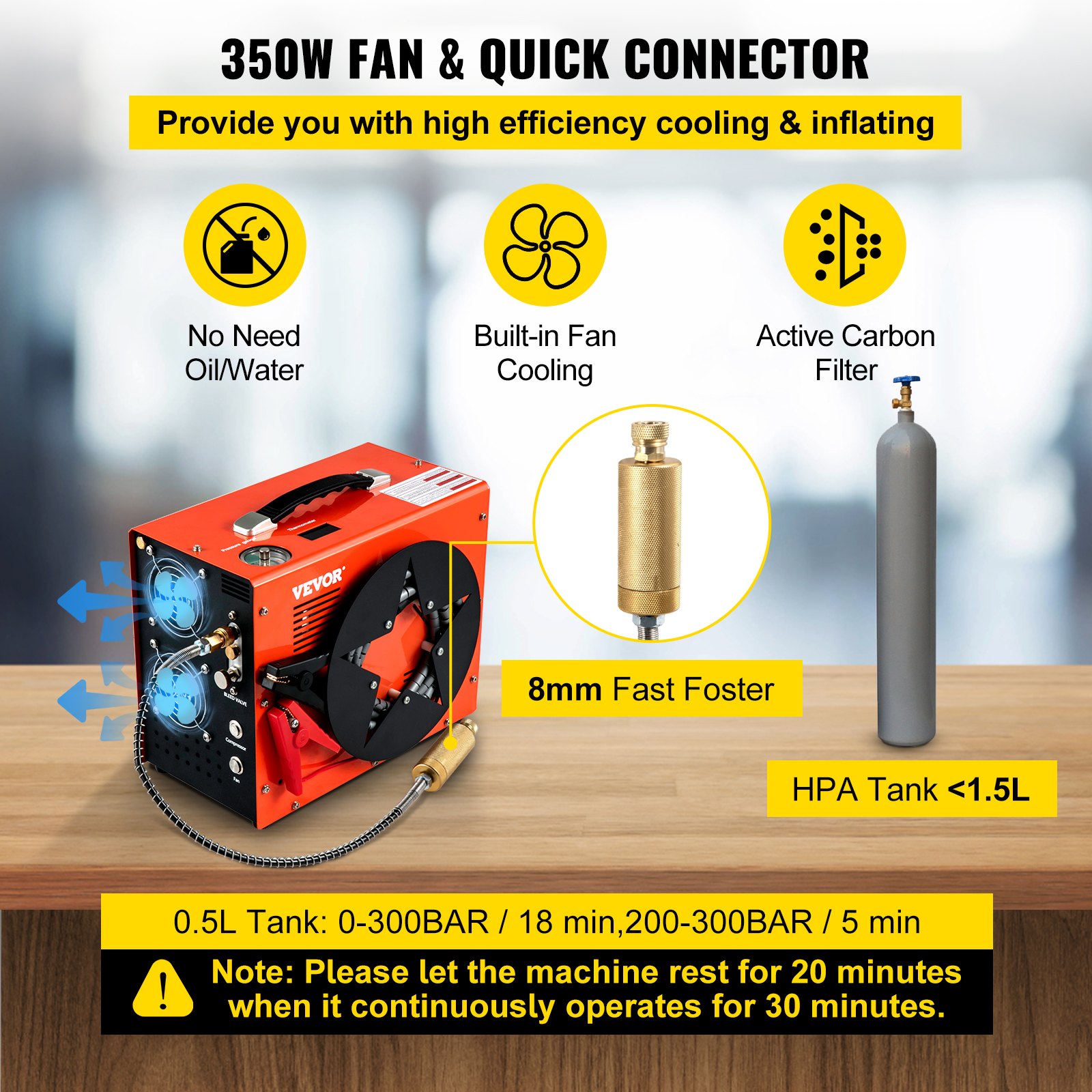 VEVOR VEVOR PCP Air Compressor Portable Scuba Compressor 4500Psi Auto ...