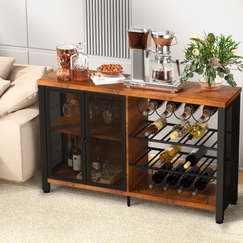 VEVOR Wine Bar Cabinet with Removable Wine Rack, Wine Table for Liquor ...