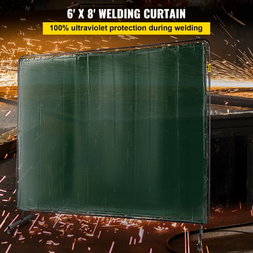 VEVOR Welding Screen with Frame 8' x 6', Welding Curtain with 4 Wheels ...