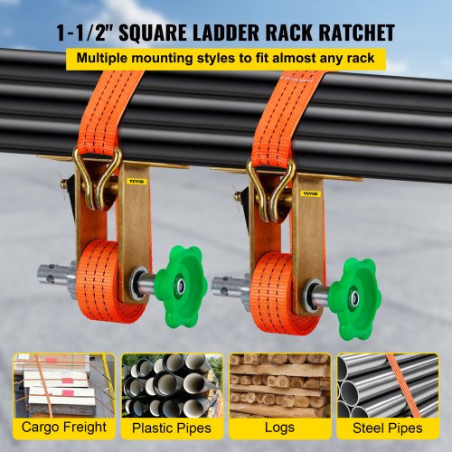 VEVOR Rack Strap Ladder Rack Tube Mount Ratchet 1-1/2 Inch Square Pipe ...