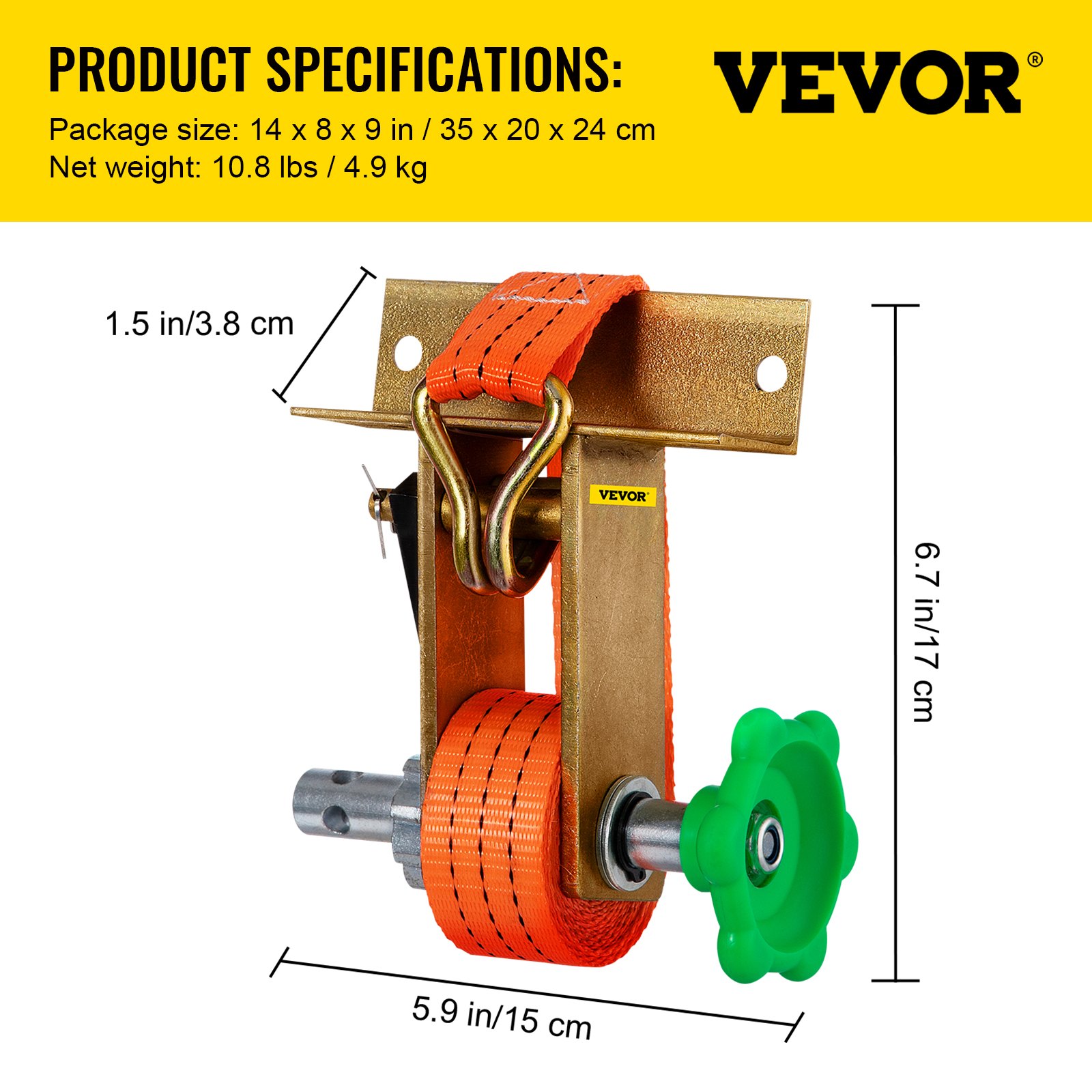 VEVOR Rack Ratchet, 1000 LBS Load Capacity Tube Mount Ratchet, 9 ...