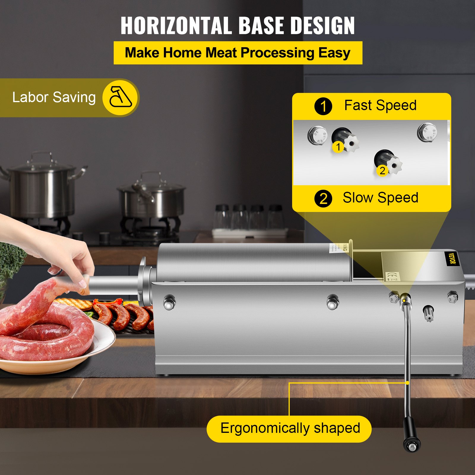Horizontal Sausage Stuffer Manual Sausage Stuffing Machine 5L Stainless ...