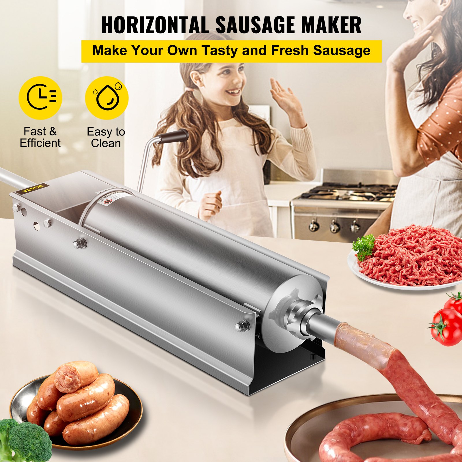 VEVOR Horizontal Sausage Stuffer 7L/15Lbs Machine à saucisses manuelle ...