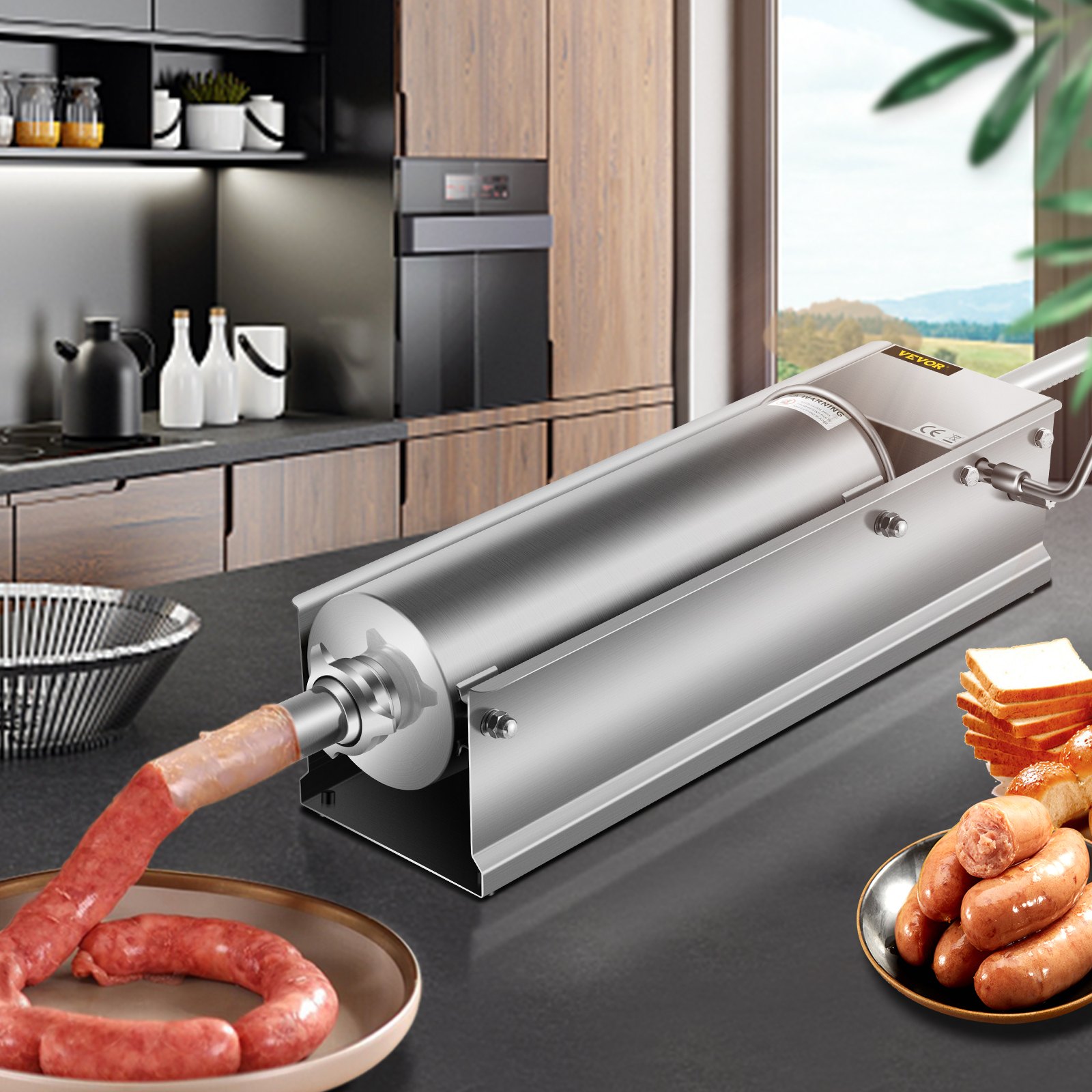 VEVOR Horizontal Sausage Stuffer 7L/15Lbs Manual Sausage Maker With 5 ...