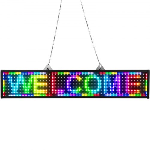 VEVOR WiFi P10 Led Sign Full Color 38" x 6.5", Indoor High Resolution ...