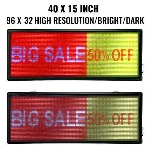 VEVOR Led Sign 40" x 15" Digital Sign Full Color Color Indoor with high ...
