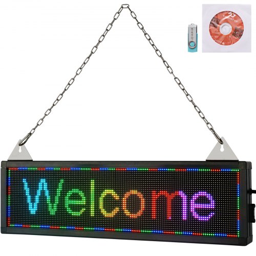 VEVOR LED Scrolling Sign, 21" x 6" WiFi & USB Control, Full Color P4 ...