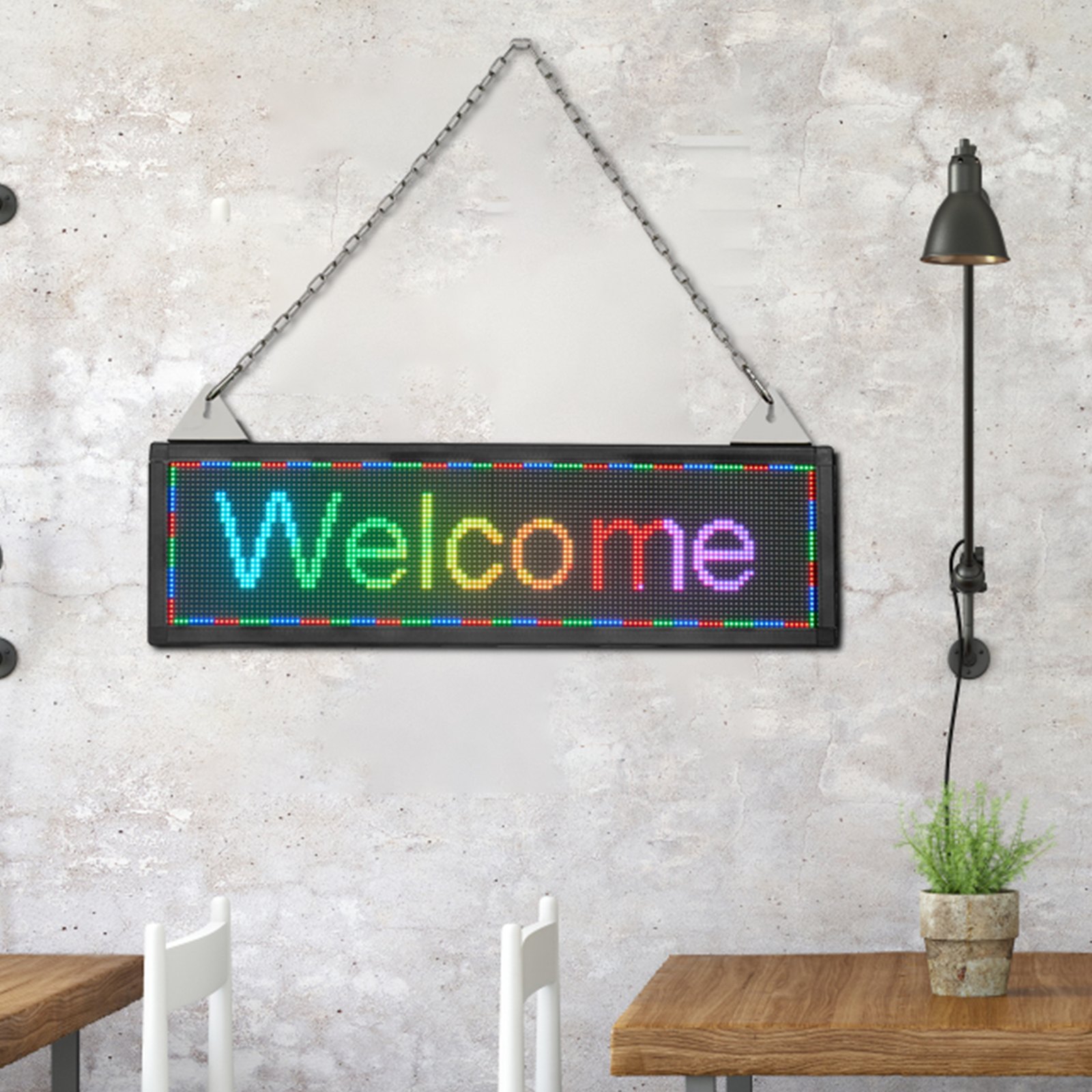 VEVOR LED Scrolling Sign, 21" x 6" WiFi & USB Control, Full Color P4 ...