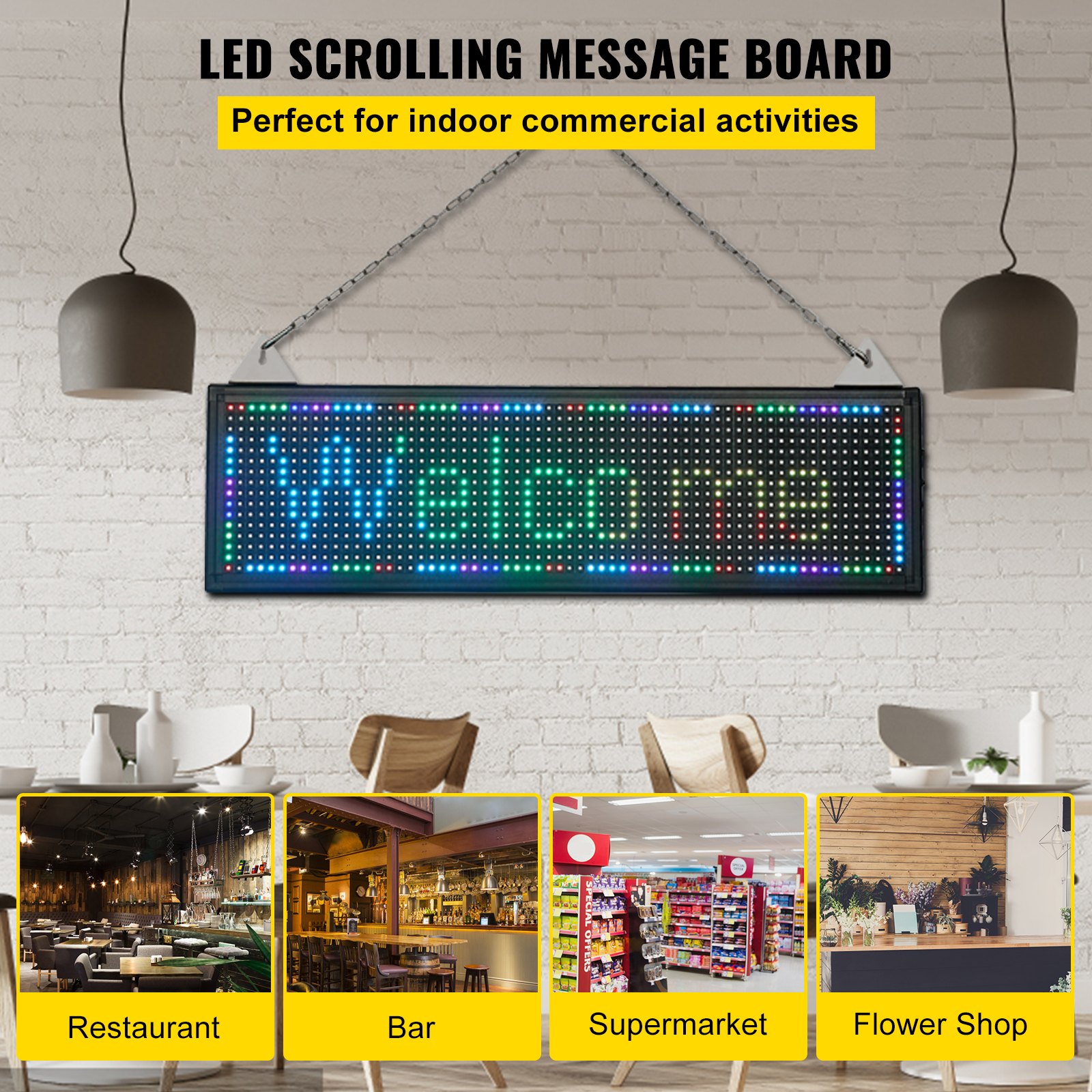 VEVOR LED Scrolling Sign LED Display Board 27 x 8 in 7 Color P10 ...