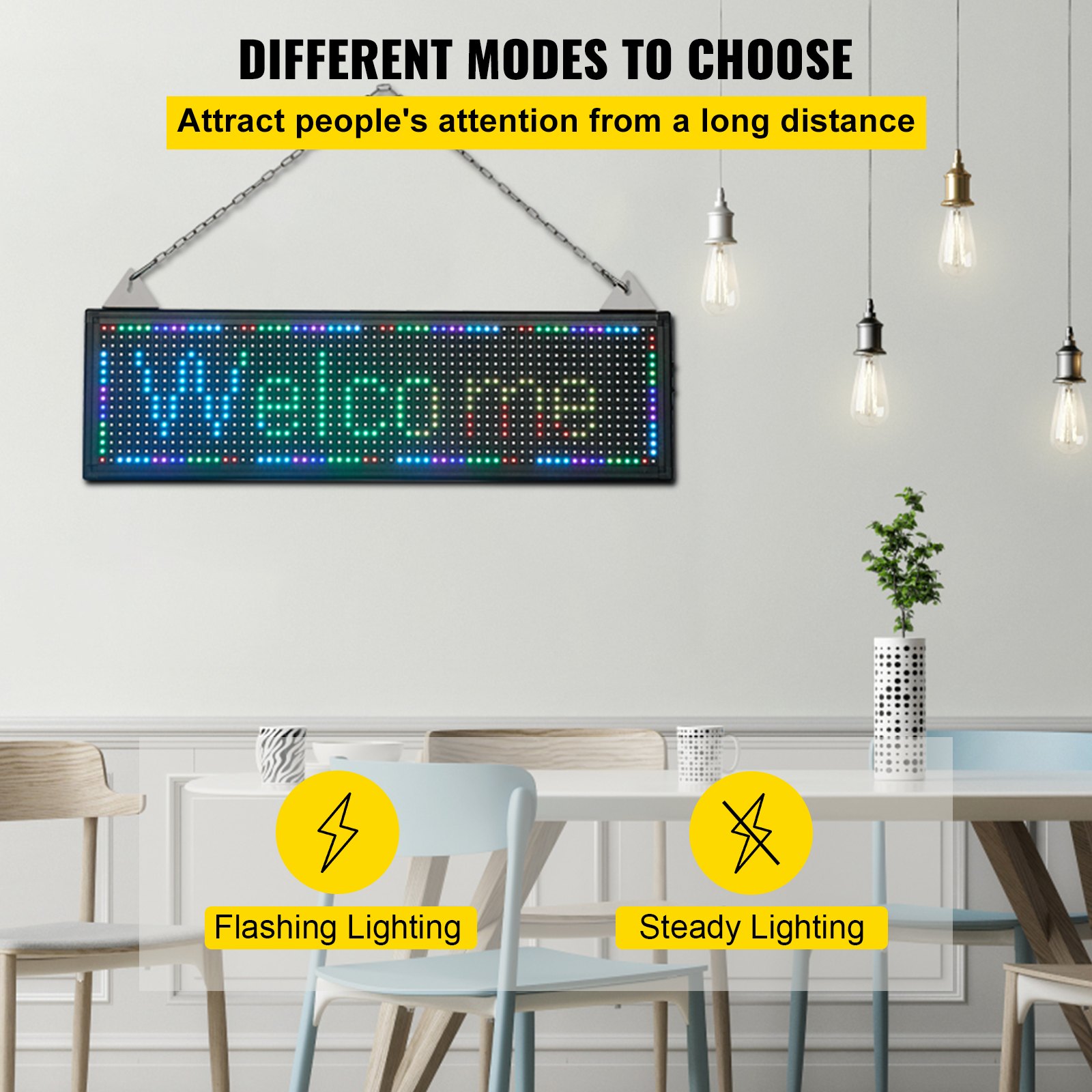 VEVOR LED Scrolling Sign LED Display Board 27 x 8 in 7 Color P10 ...