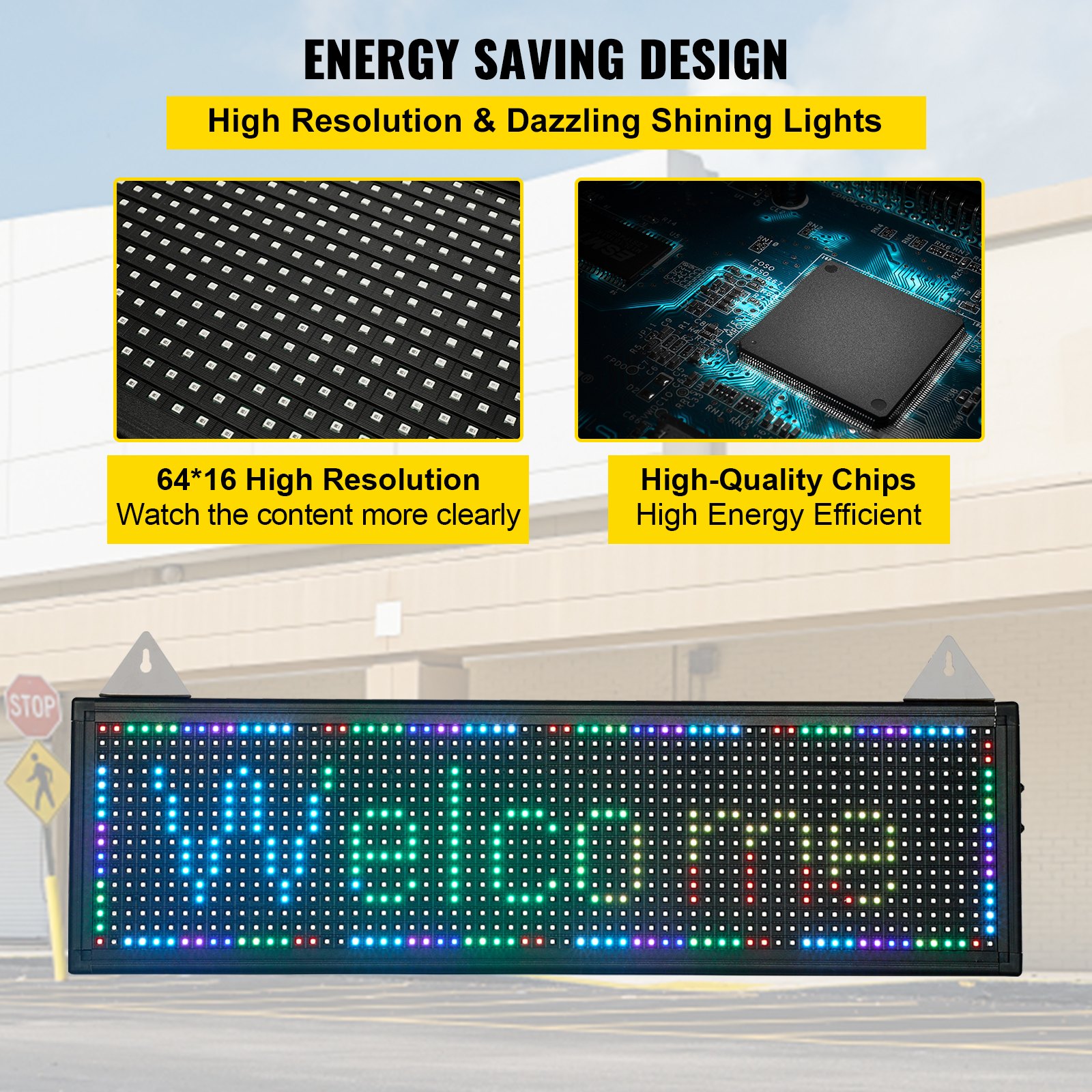 VEVOR LED Scrolling Sign LED Display Board 27 x 8 in 7 Color P10 ...